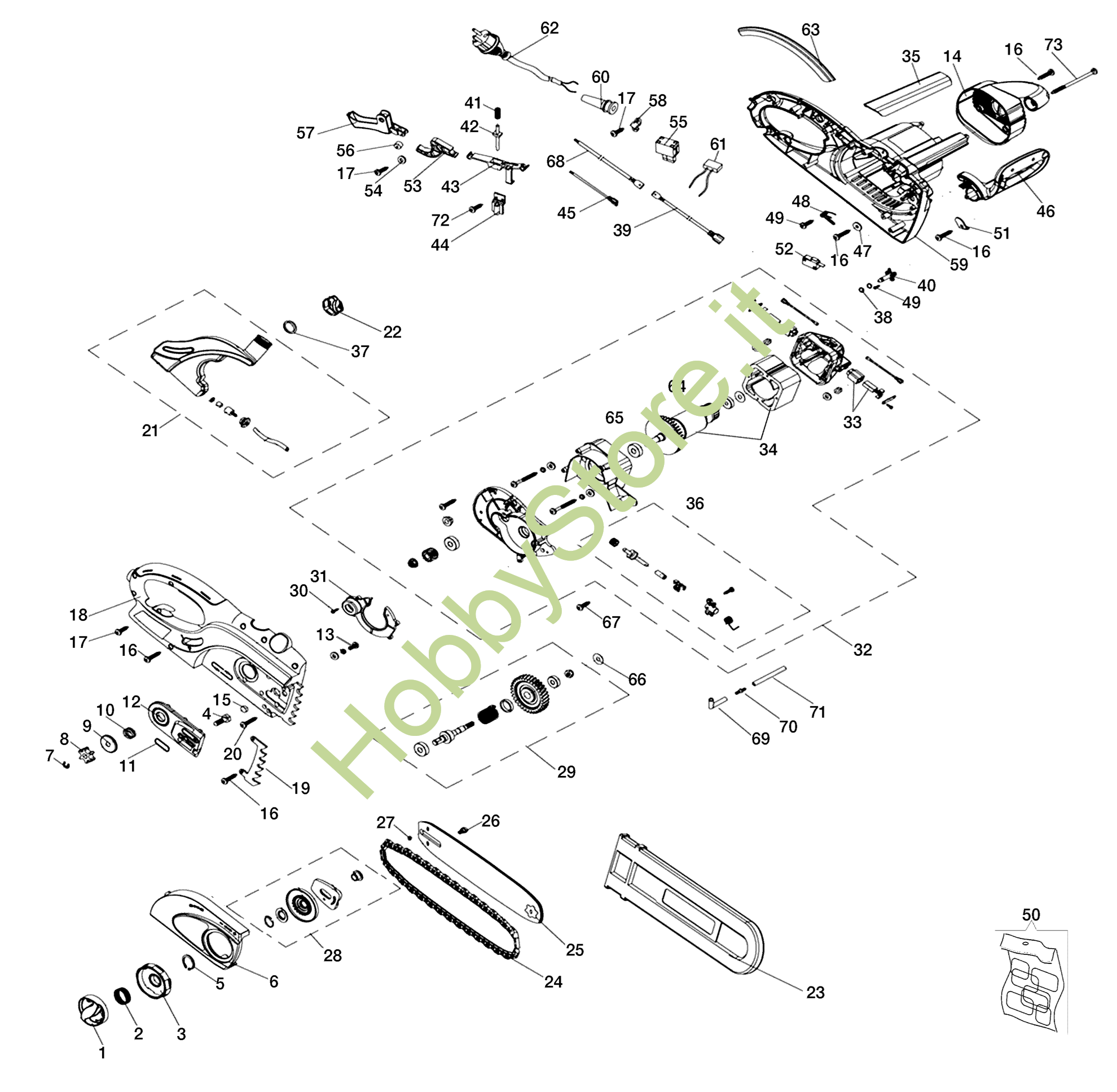 Esploso completo per GS 180 E, categoria OLEOMAC