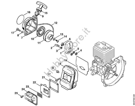 Dispositivo avviamento, silenziatore FS 108, categoria FS 108 STIHL
