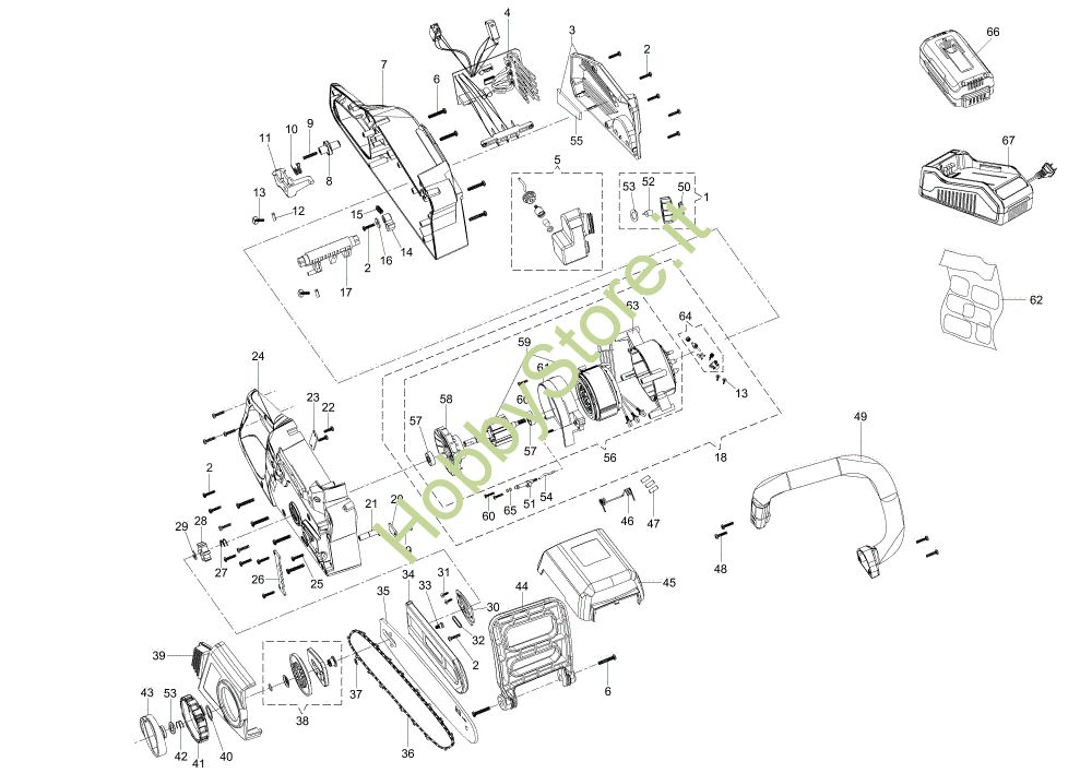 Esploso completo GS 220 Li-Ion Motosega, categoria GS 220 Li-Ion ...