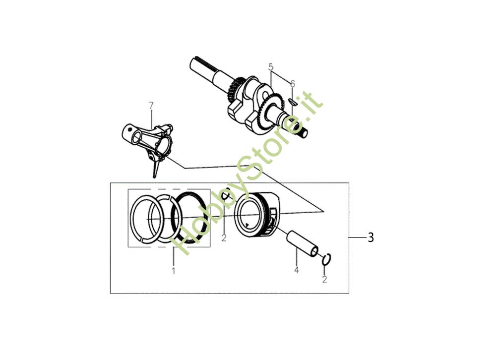 Albero e pistone 095 S (K800 HT - EURO5) Motozappa, categoria 095 S ...
